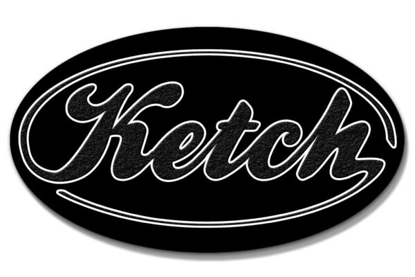 Oval Ketch Sticker - Black On Black
