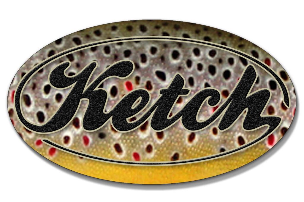 Oval Ketch Sticker - Brown Trout