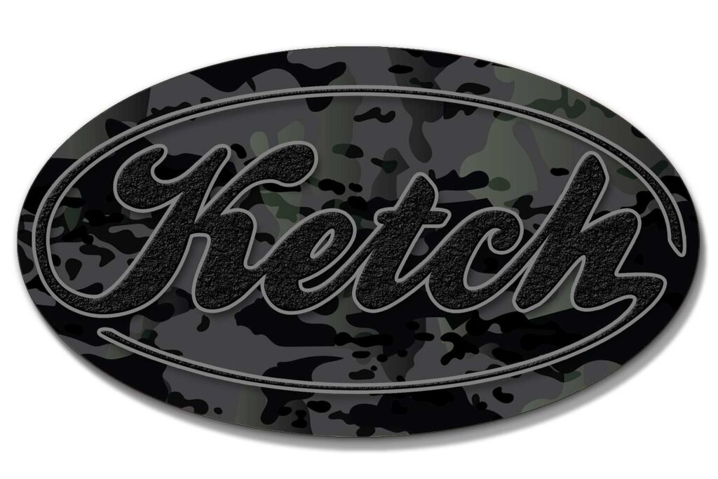 Oval Ketch Sticker - Black Camo