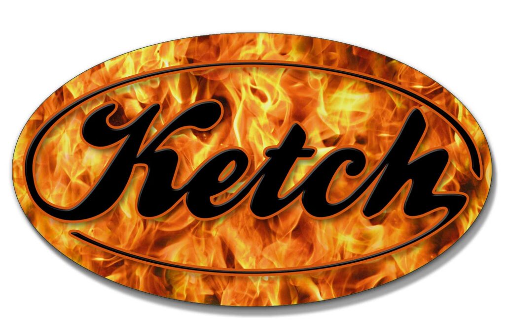 Oval Ketch Sticker - Fire And Black