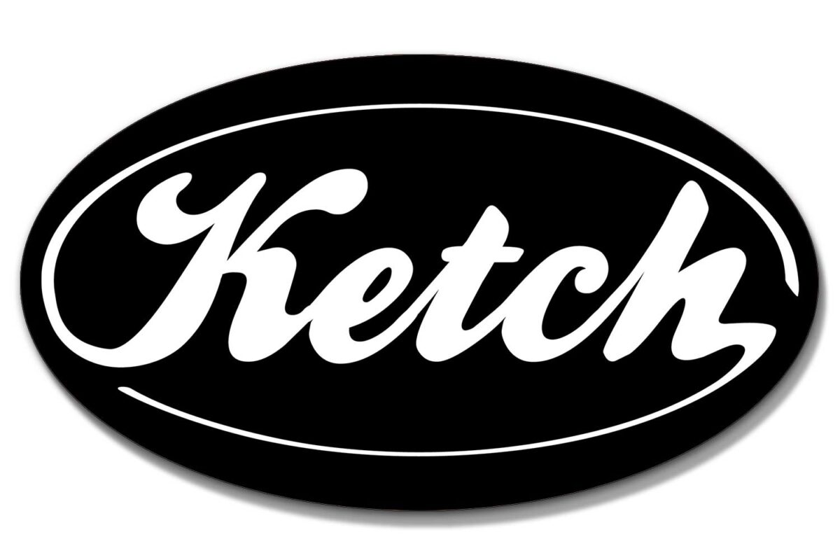 Oval Ketch Sticker - Black And White