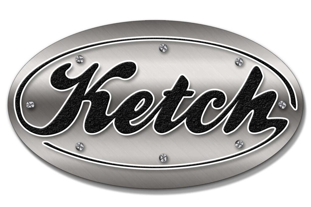 Oval Ketch Sticker - Brushed Aluminum