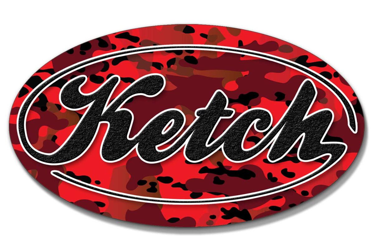 Oval Ketch Sticker - Red Camo