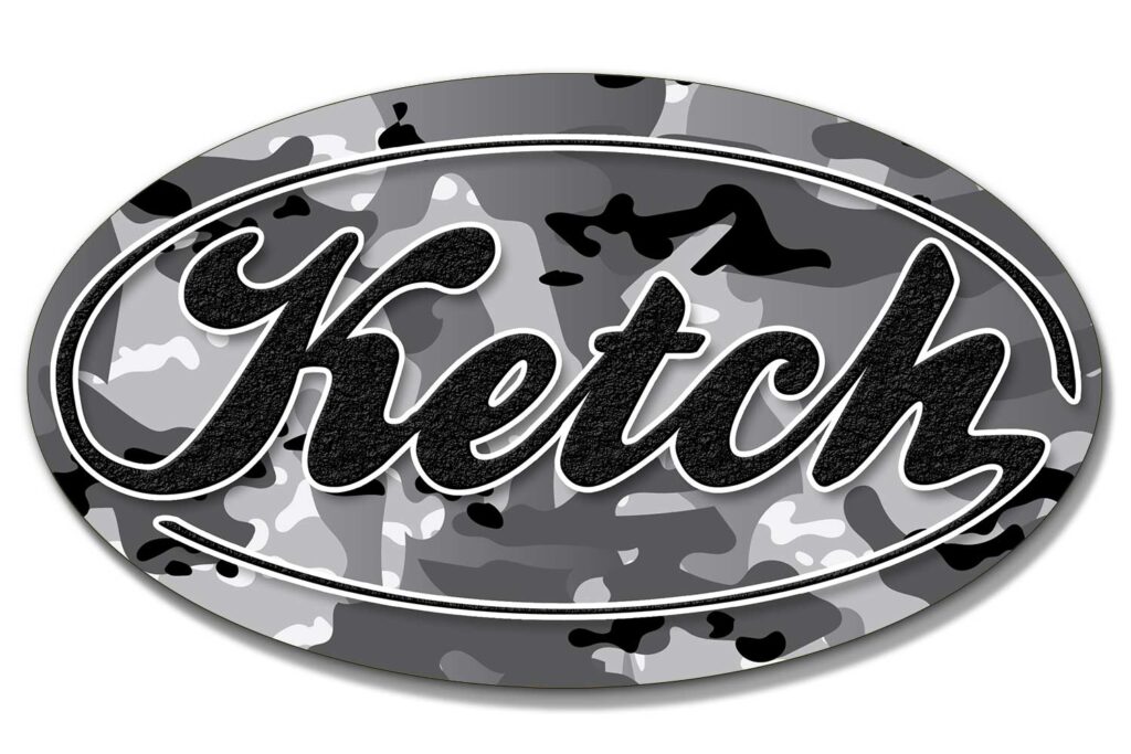 Oval Ketch Sticker - Urban Camo